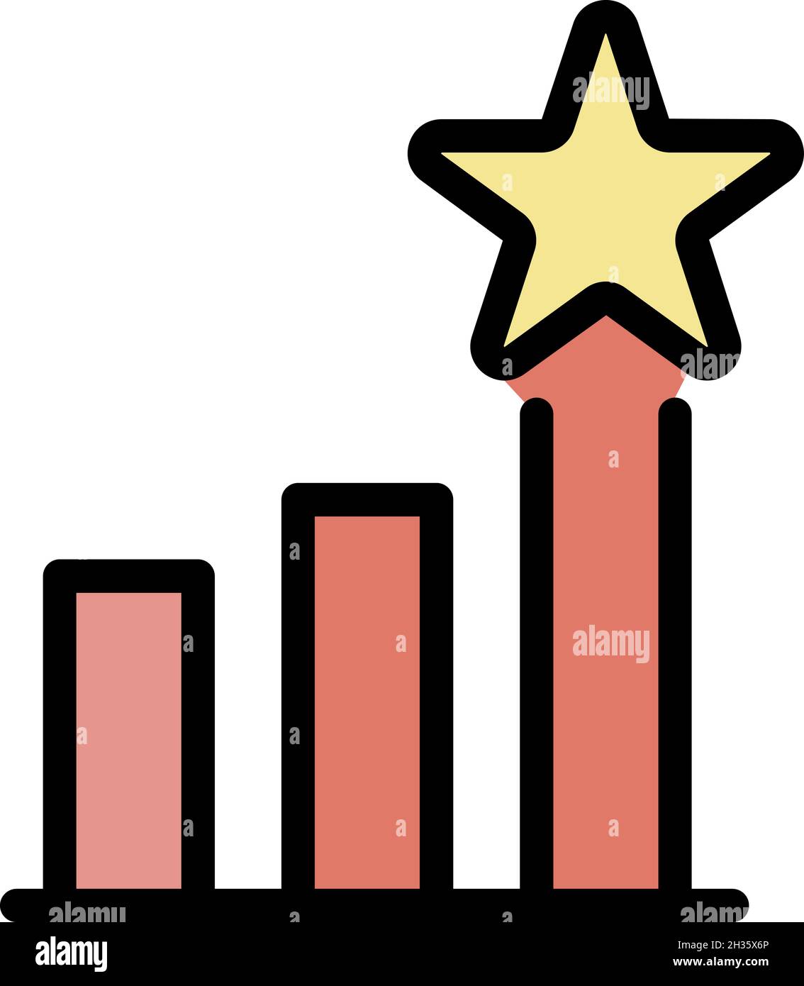 Chart and star icon. Outline chart and star vector icon color flat ...