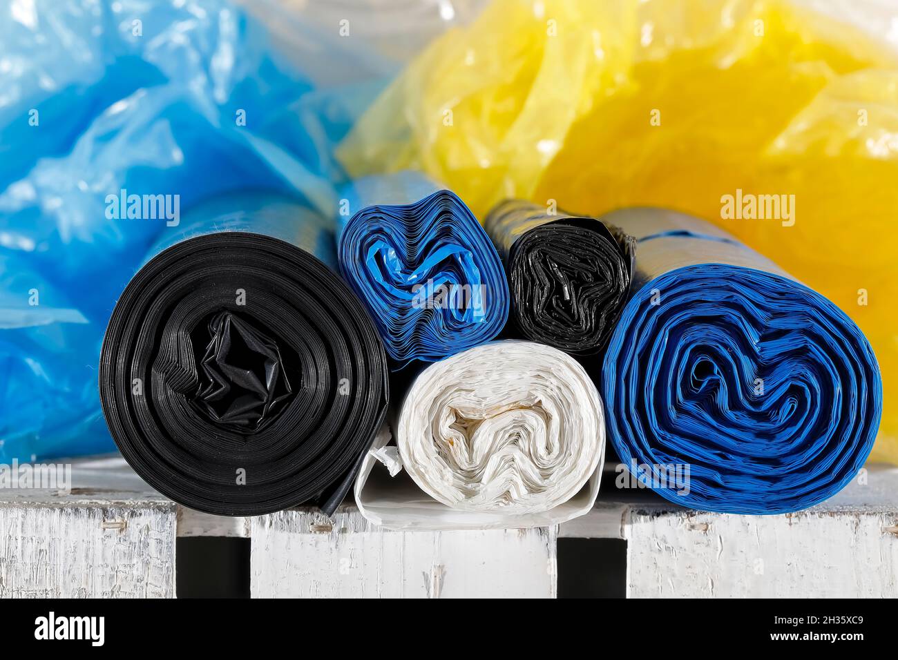 These plastic bin bag rolls are designed to segregate waste using them ...
