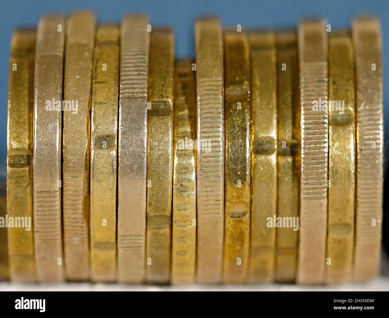 These are euro coins which have been arranged side by side Stock Photo ...