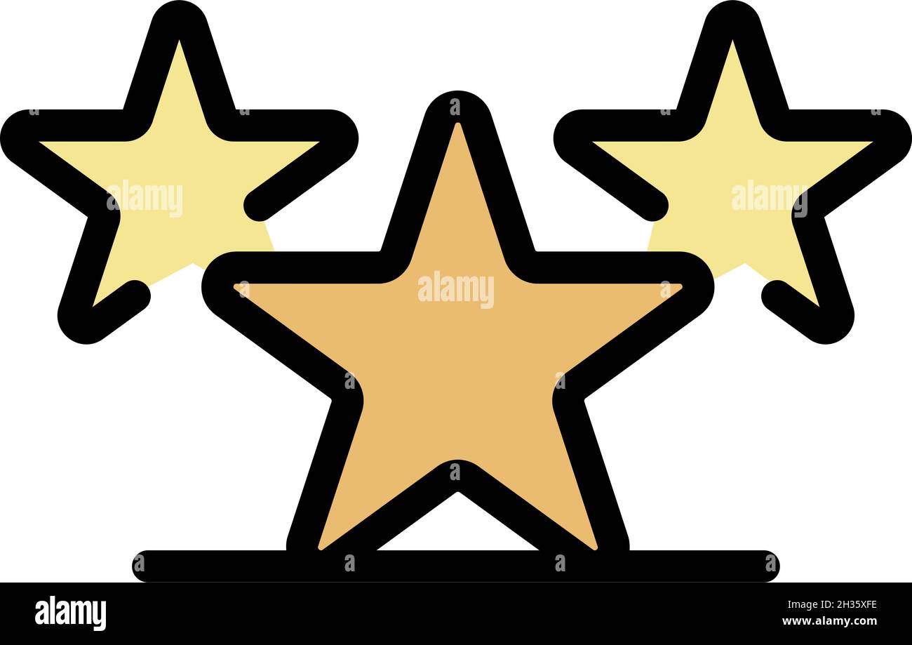 Three stars icon. Outline three stars vector icon color flat isolated ...