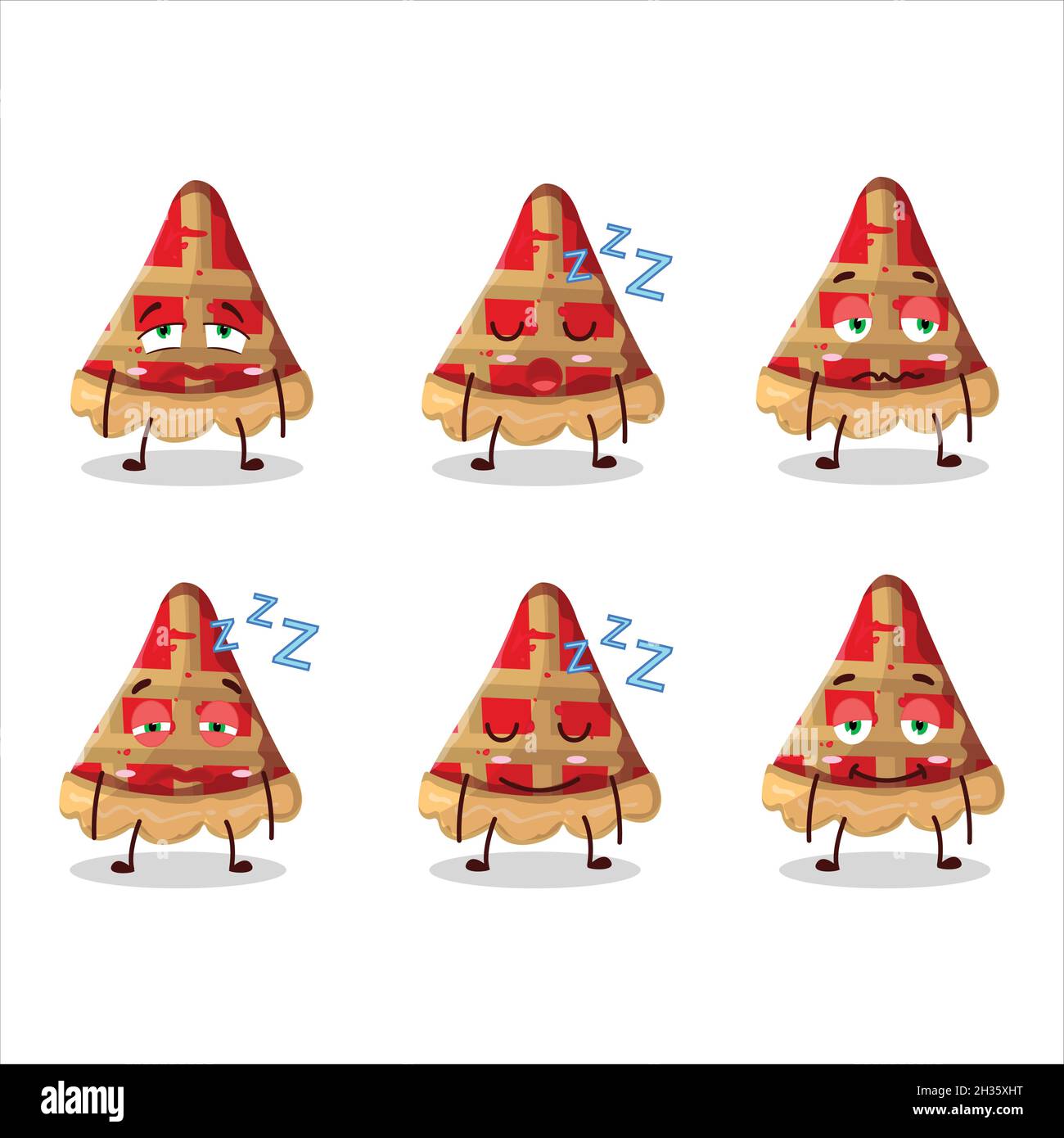 Cartoon character of slice of apple pie with sleepy expression. Vector ...