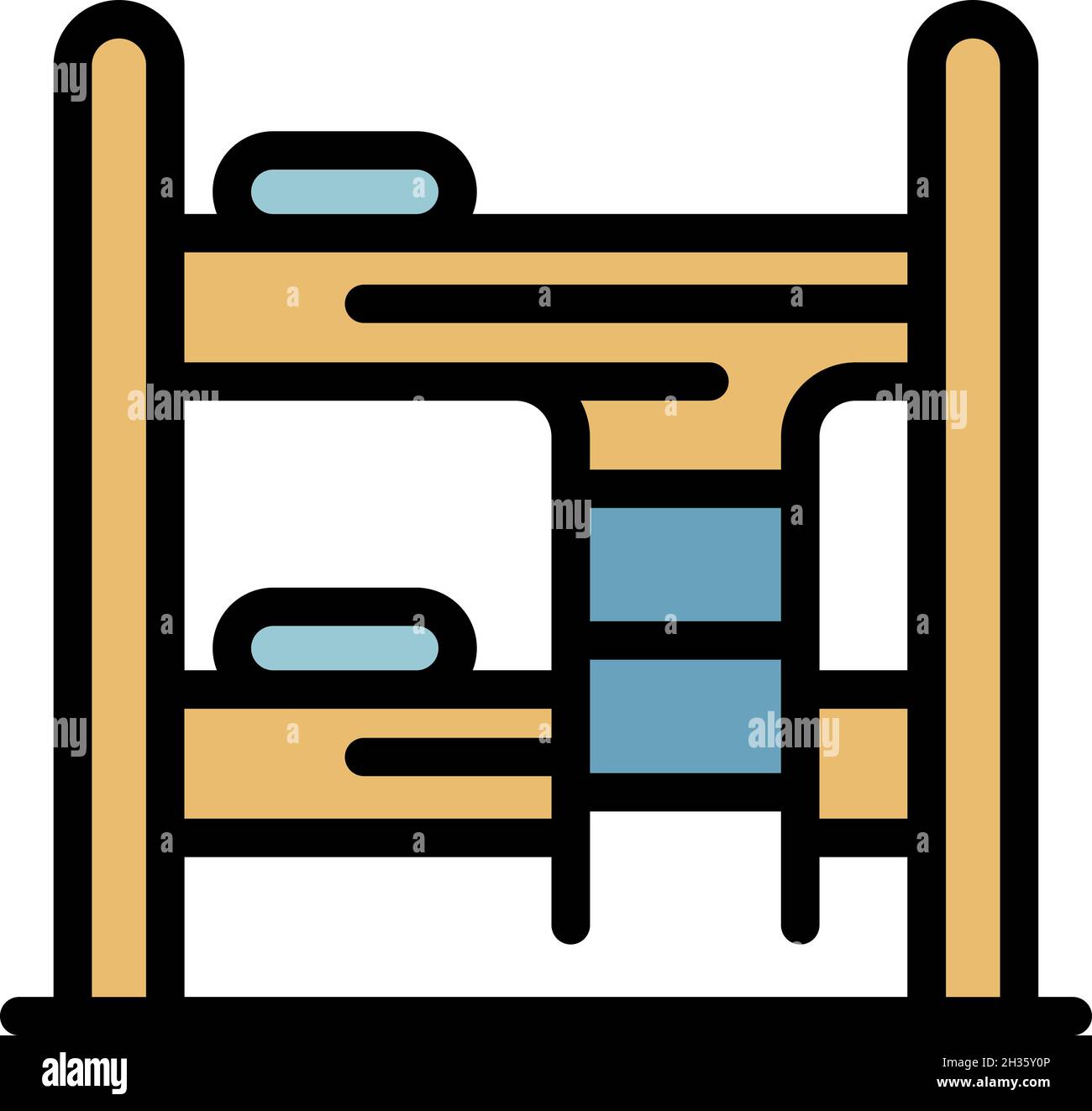 Bunk bed icon. Outline bunk bed vector icon color flat isolated Stock ...