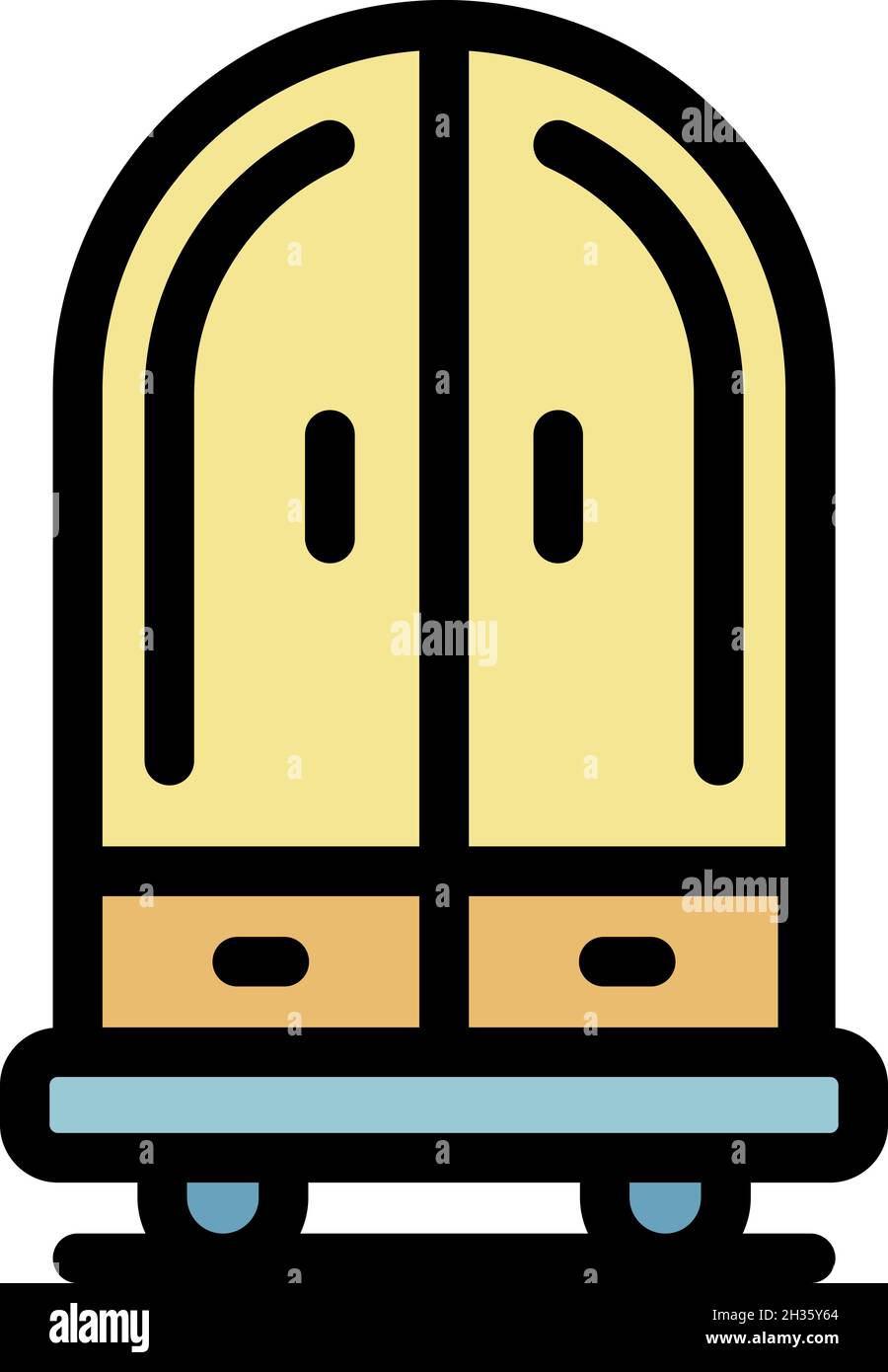 Kid room wardrobe icon. Outline kid room wardrobe vector icon color ...