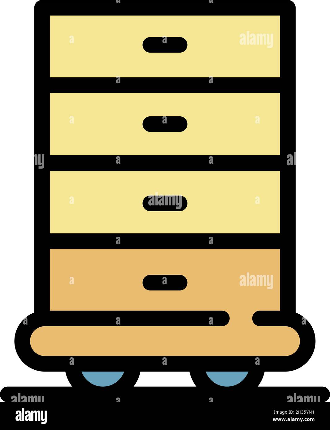 Kid room drawer icon. Outline kid room drawer vector icon color flat ...