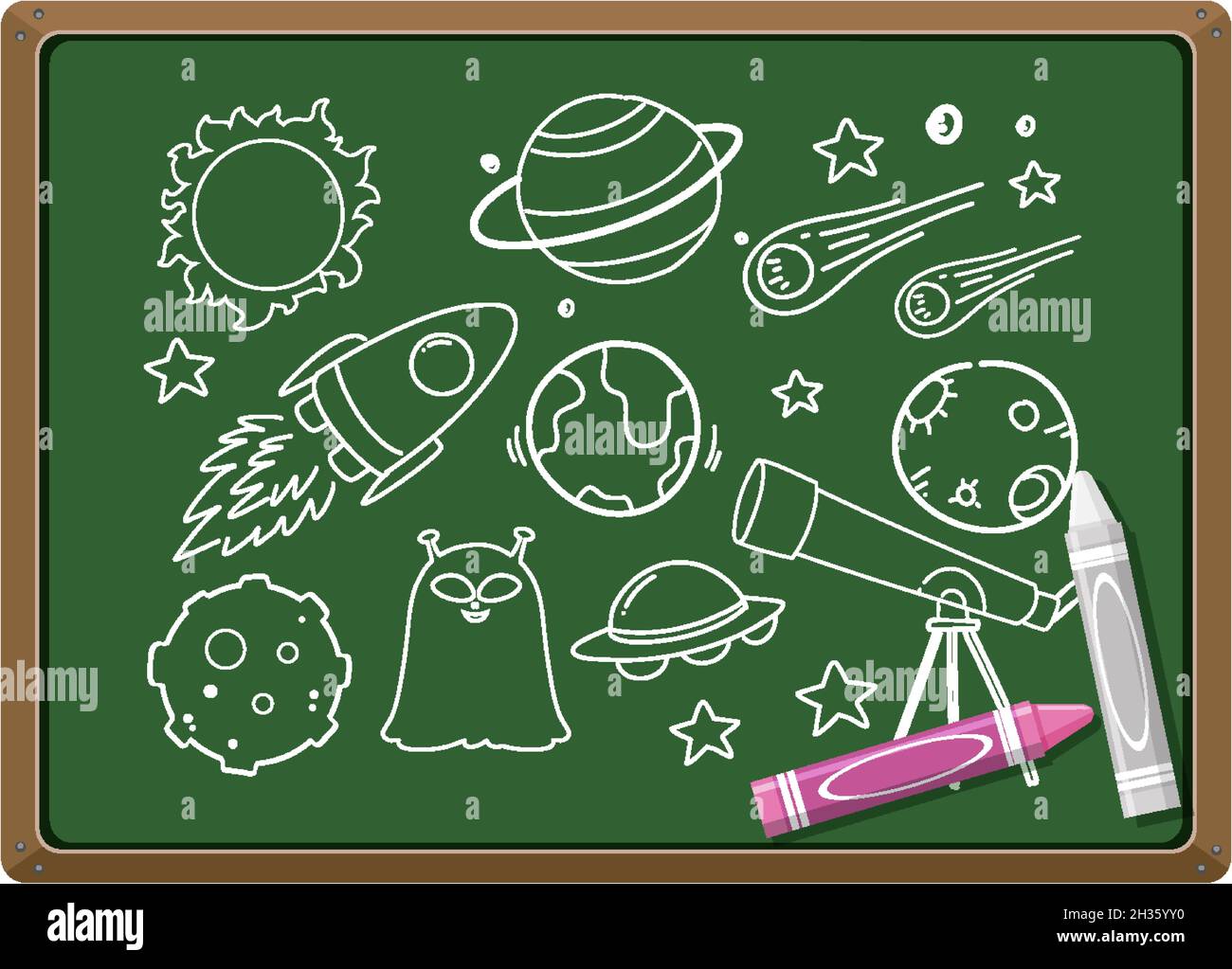 Hand drawn science element on chalkboard illustration Stock Vector ...