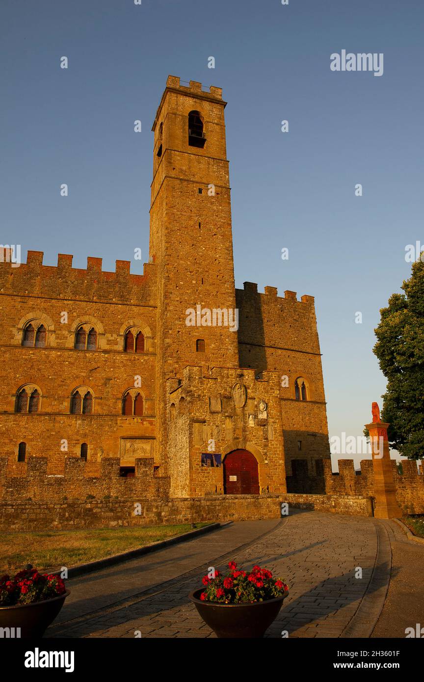 Europe, Italy, Tuscany, Arezzo. Casentino, medieval castle fortress of ...
