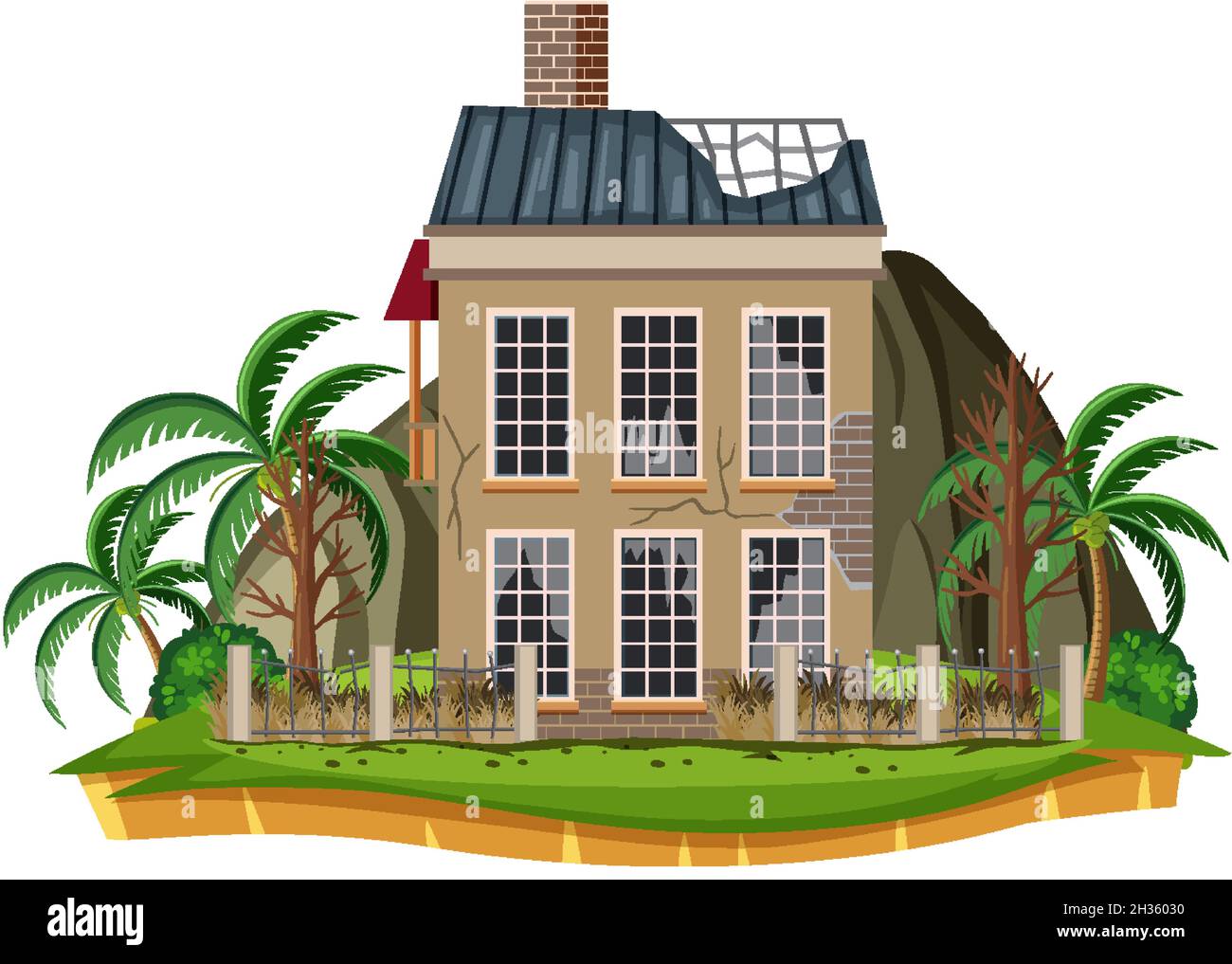 Isolated old broken house in the rural illustration Stock Vector Image ...