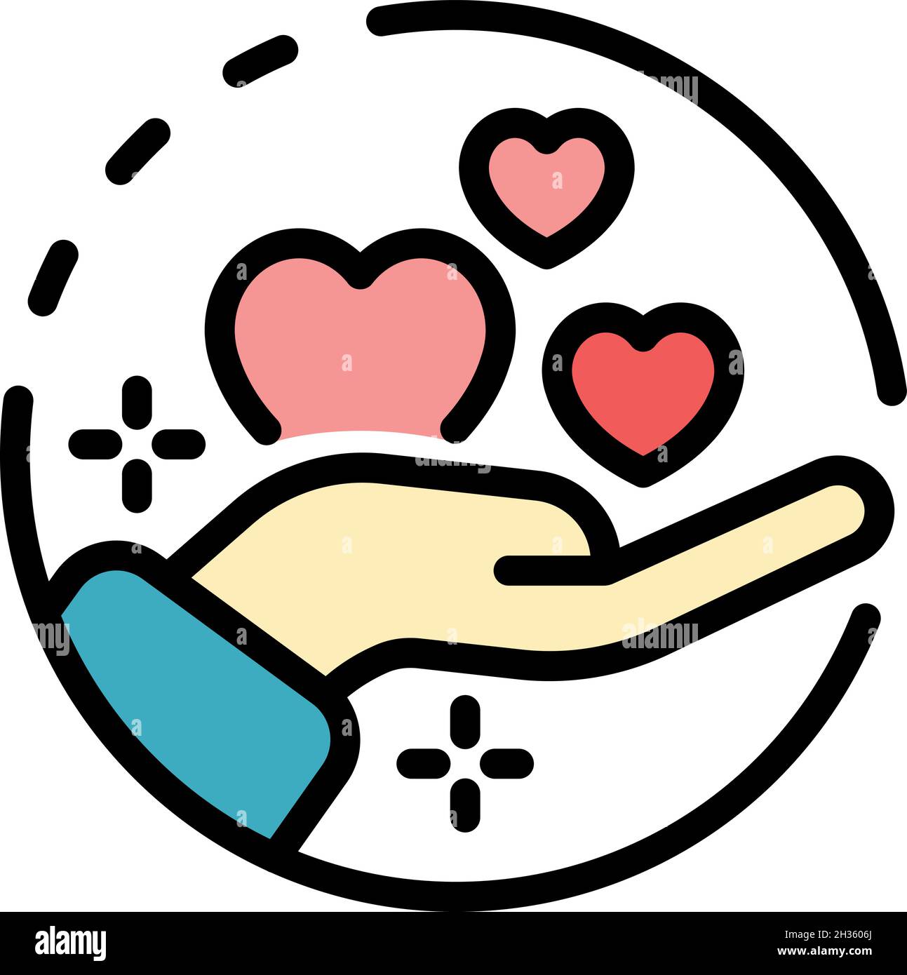 Charity care icon. Outline charity care vector icon color flat isolated ...