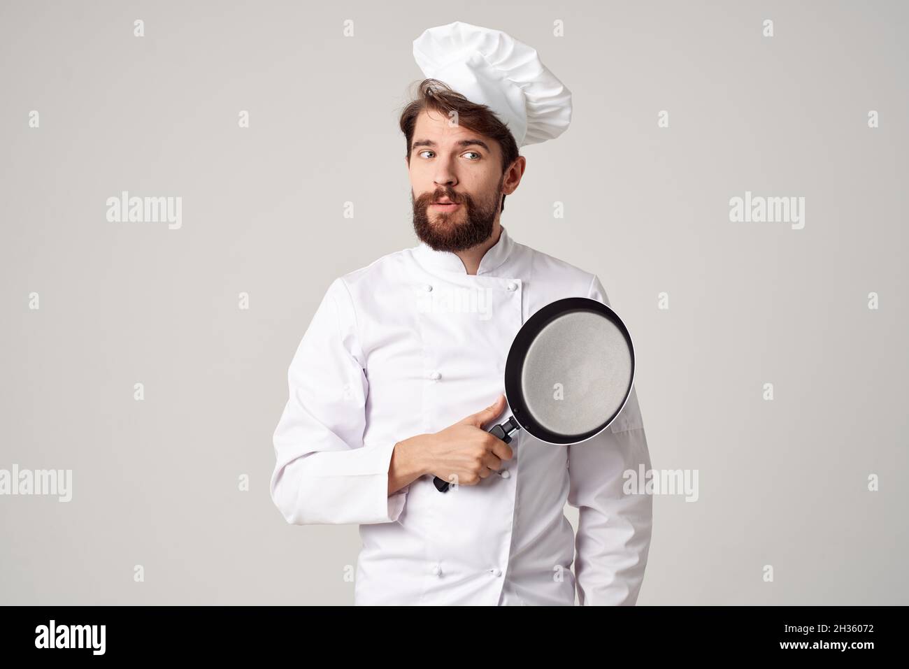 male cook restaurant provision of services isolated background Stock ...