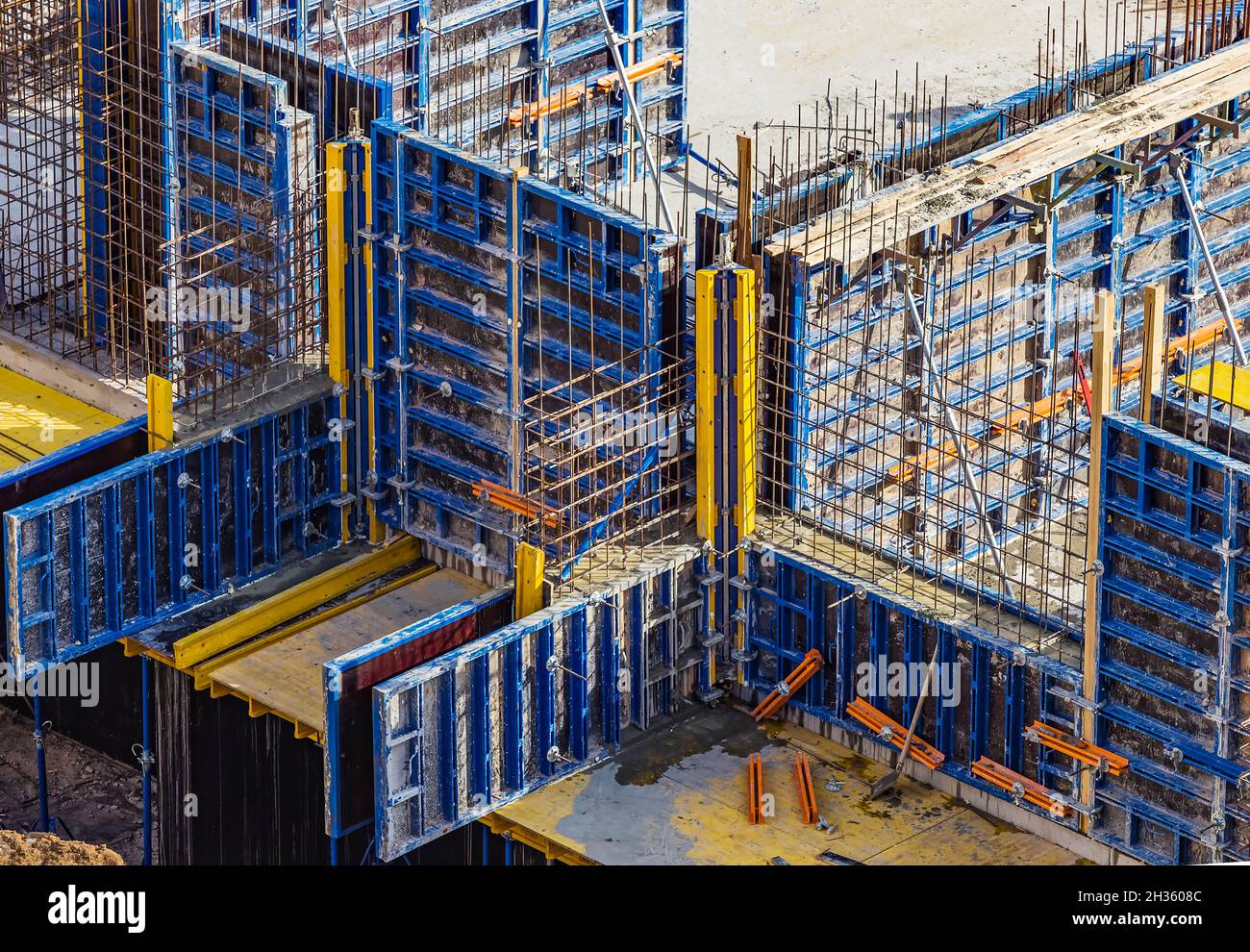 Installed formworks and iron rebars or reinforcing bar for reinforced ...