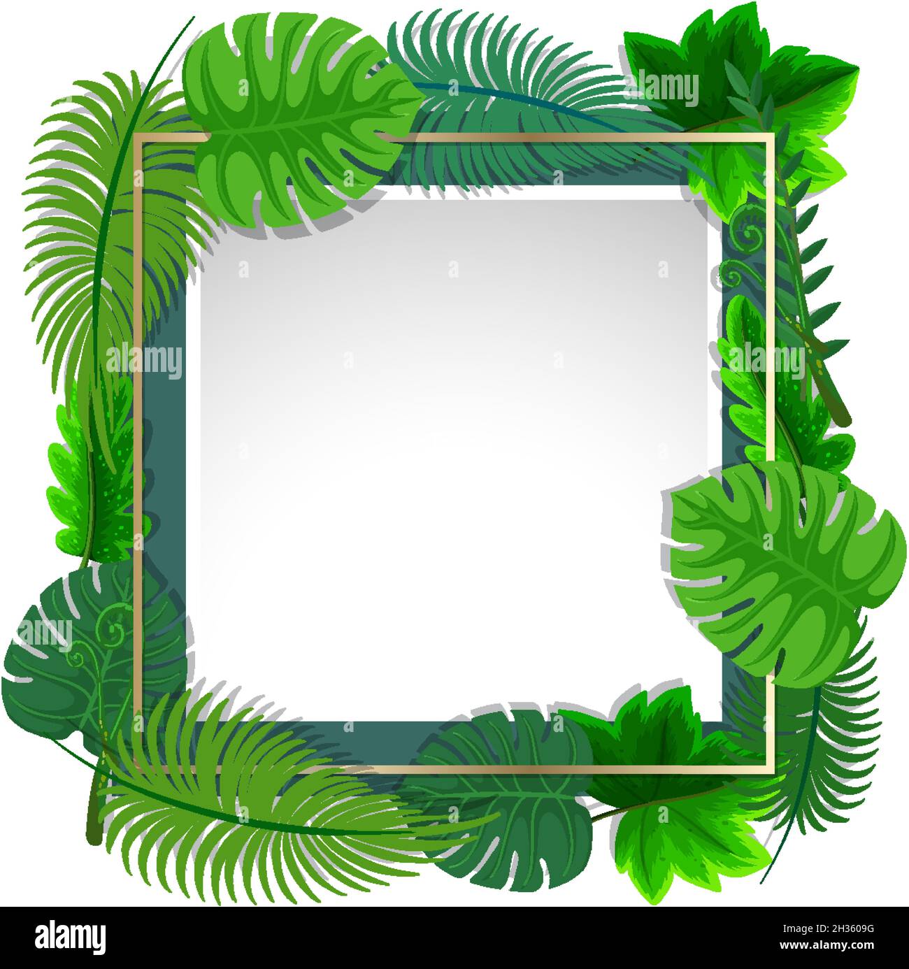 Square frame with tropical green leaves illustration Stock Vector Image ...