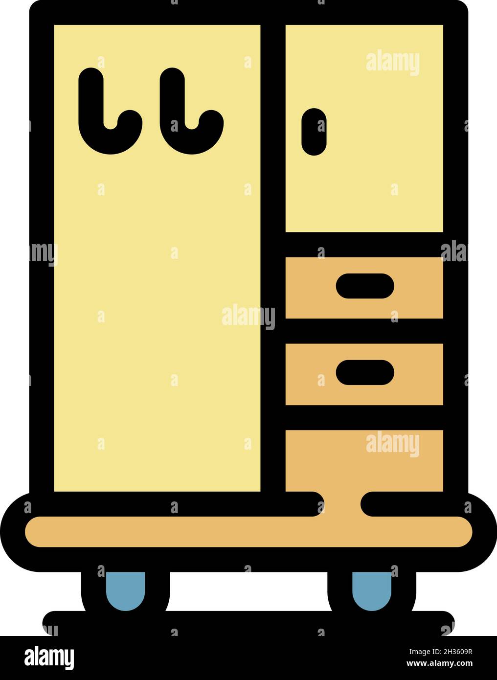 Kid room wardrobe icon. Outline kid room wardrobe vector icon color ...