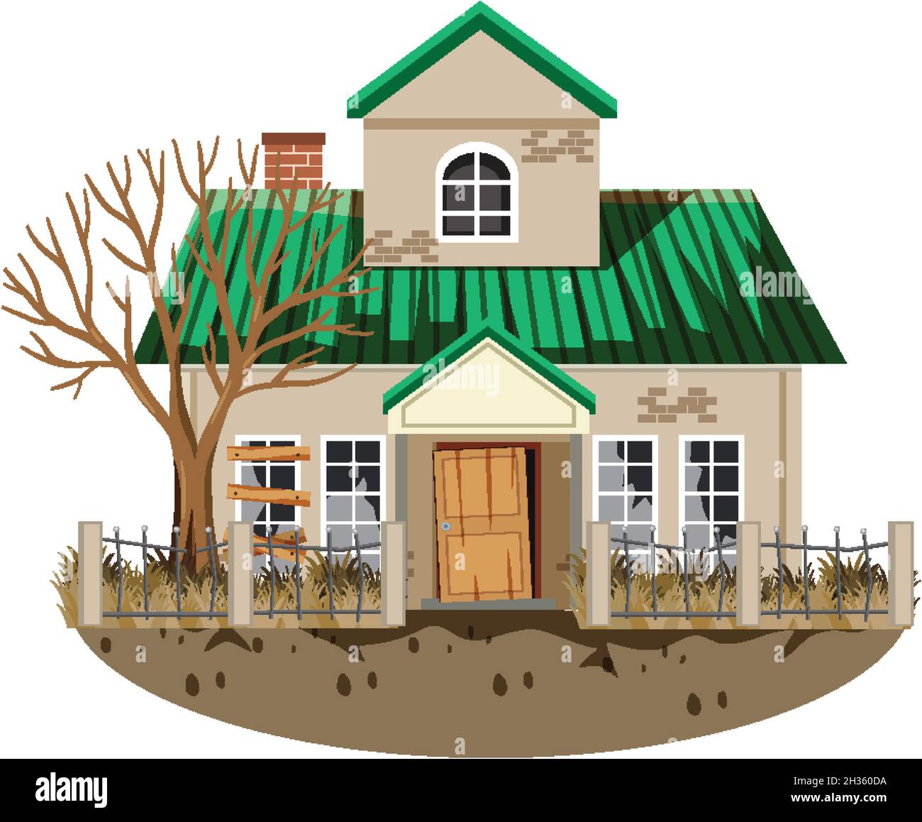 Isolated old broken house in the rural illustration Stock Vector Image ...