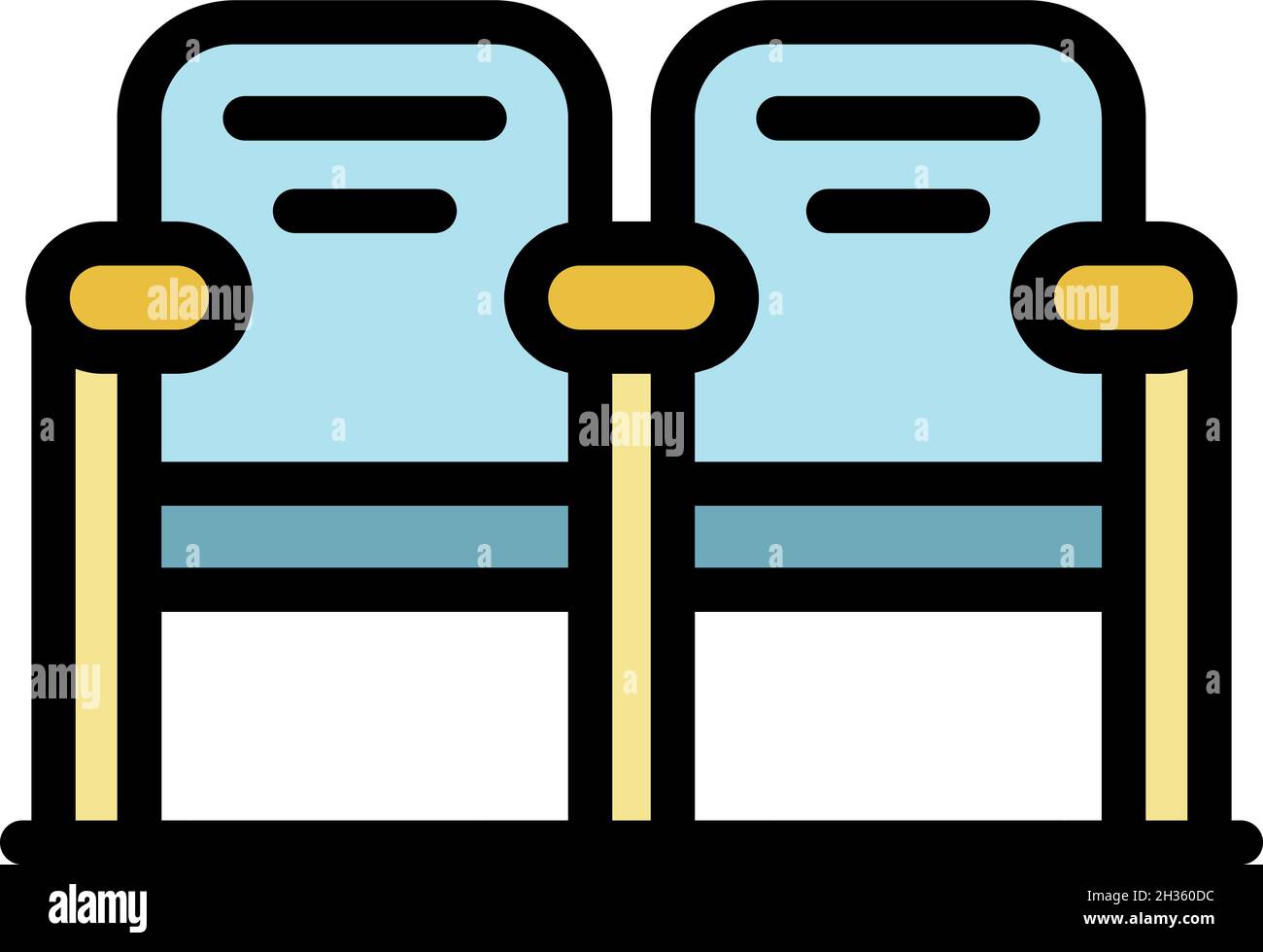 Theatre chairs icon. Outline theatre chairs vector icon color flat ...