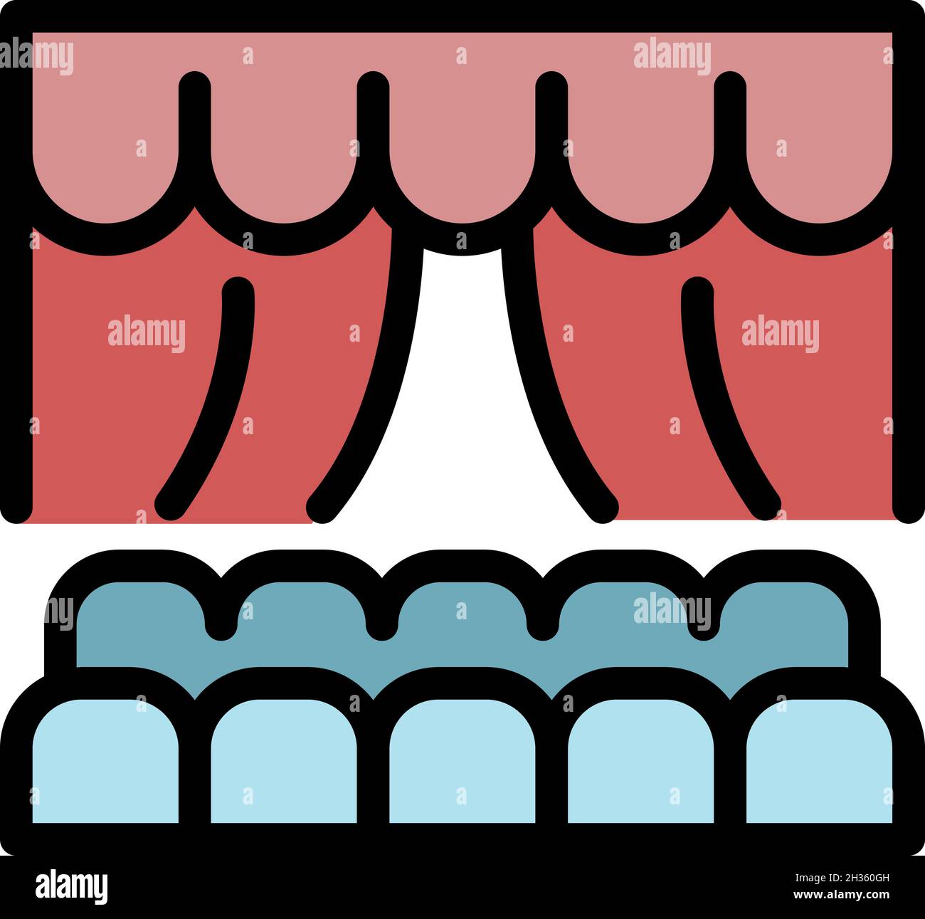Theatre scene icon. Outline theatre scene vector icon color flat ...