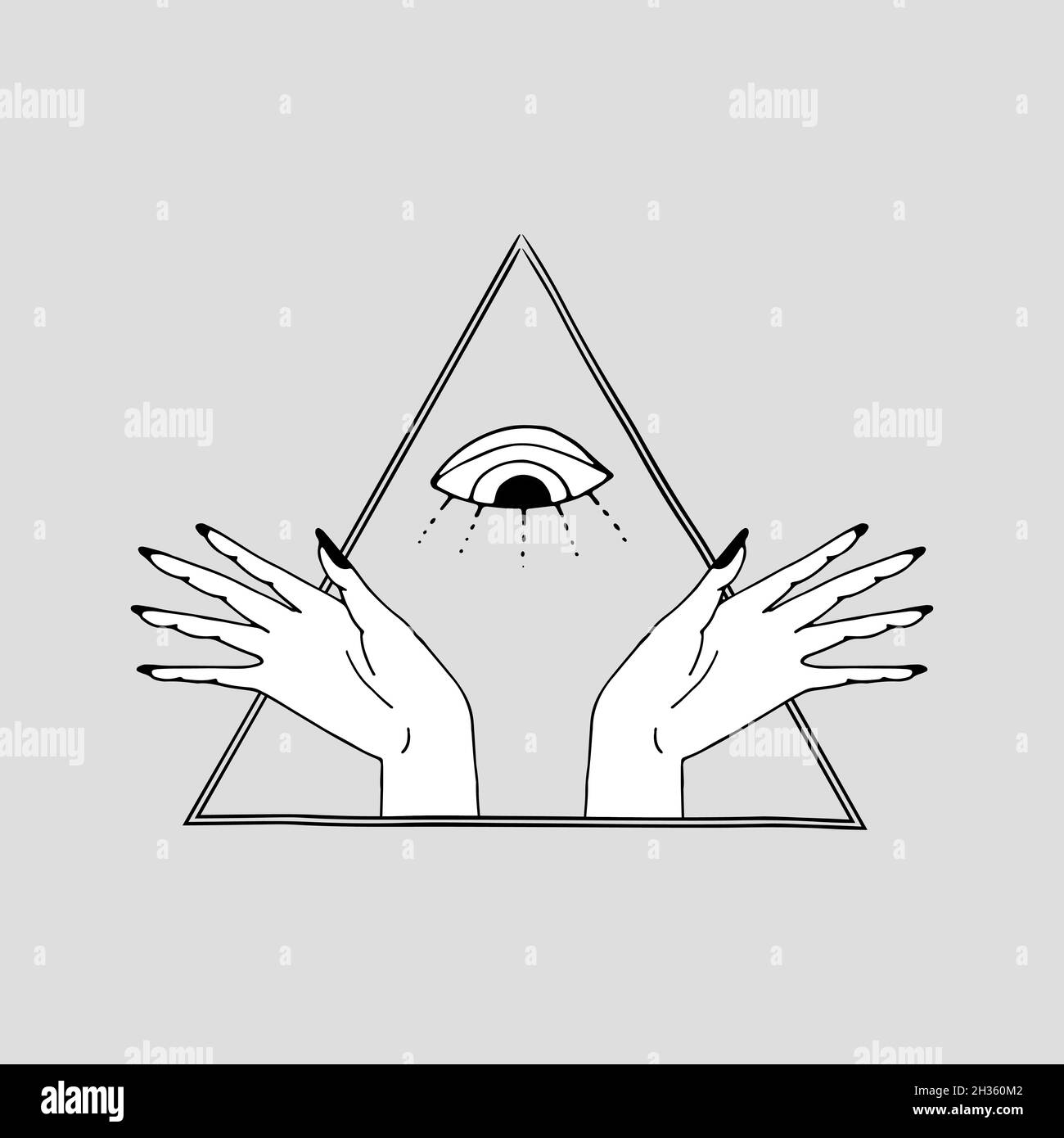 Vintage Mystic Eye and female hands inside triangle Stock Vector Image ...