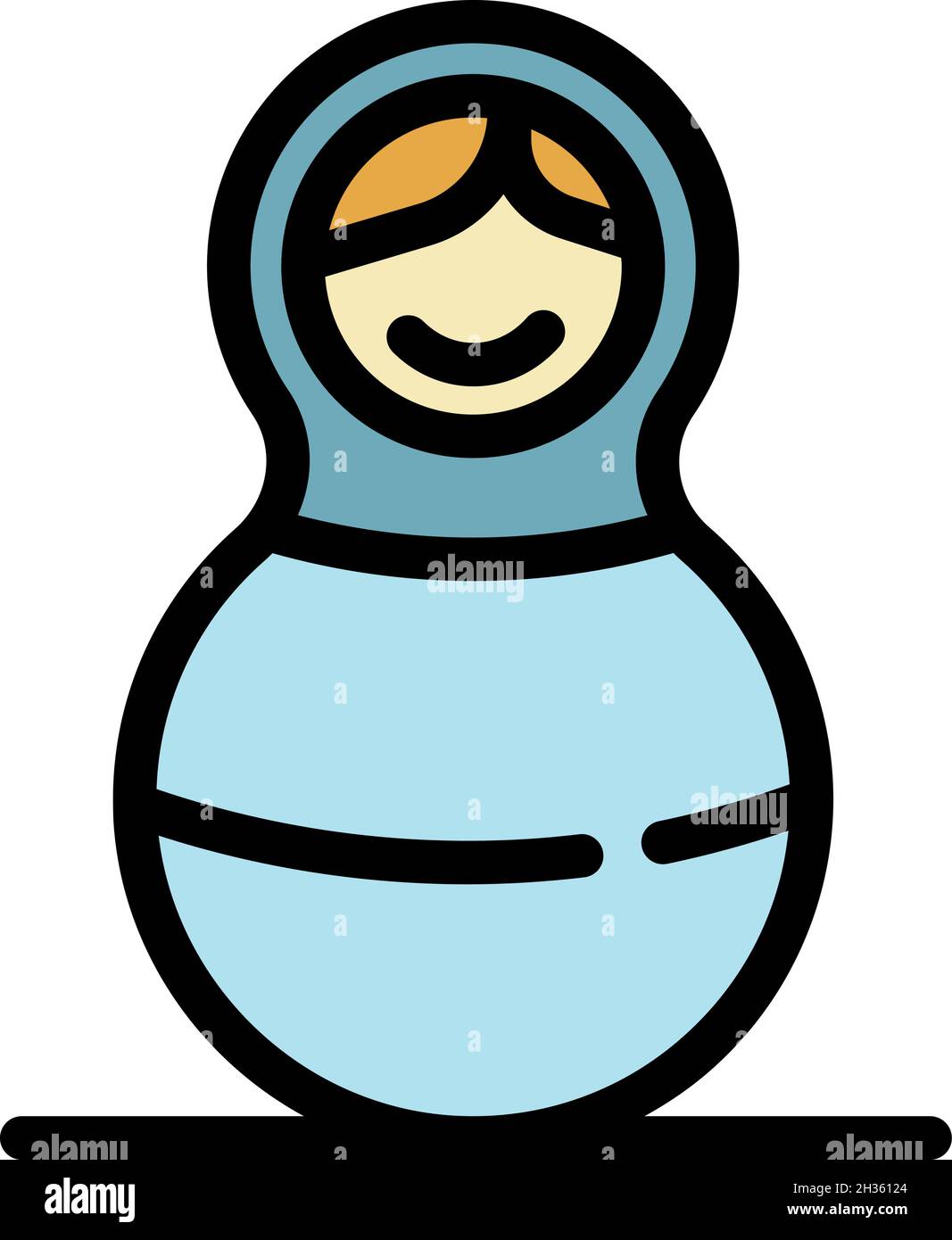 Matryoshka doll icon. Outline matryoshka doll vector icon color flat ...