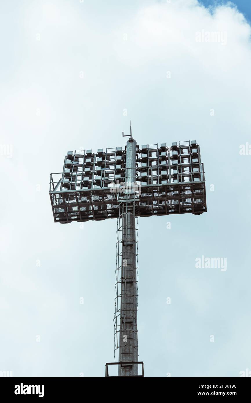 Spotlights for illuminating a sports stadium during the day Stock Photo ...