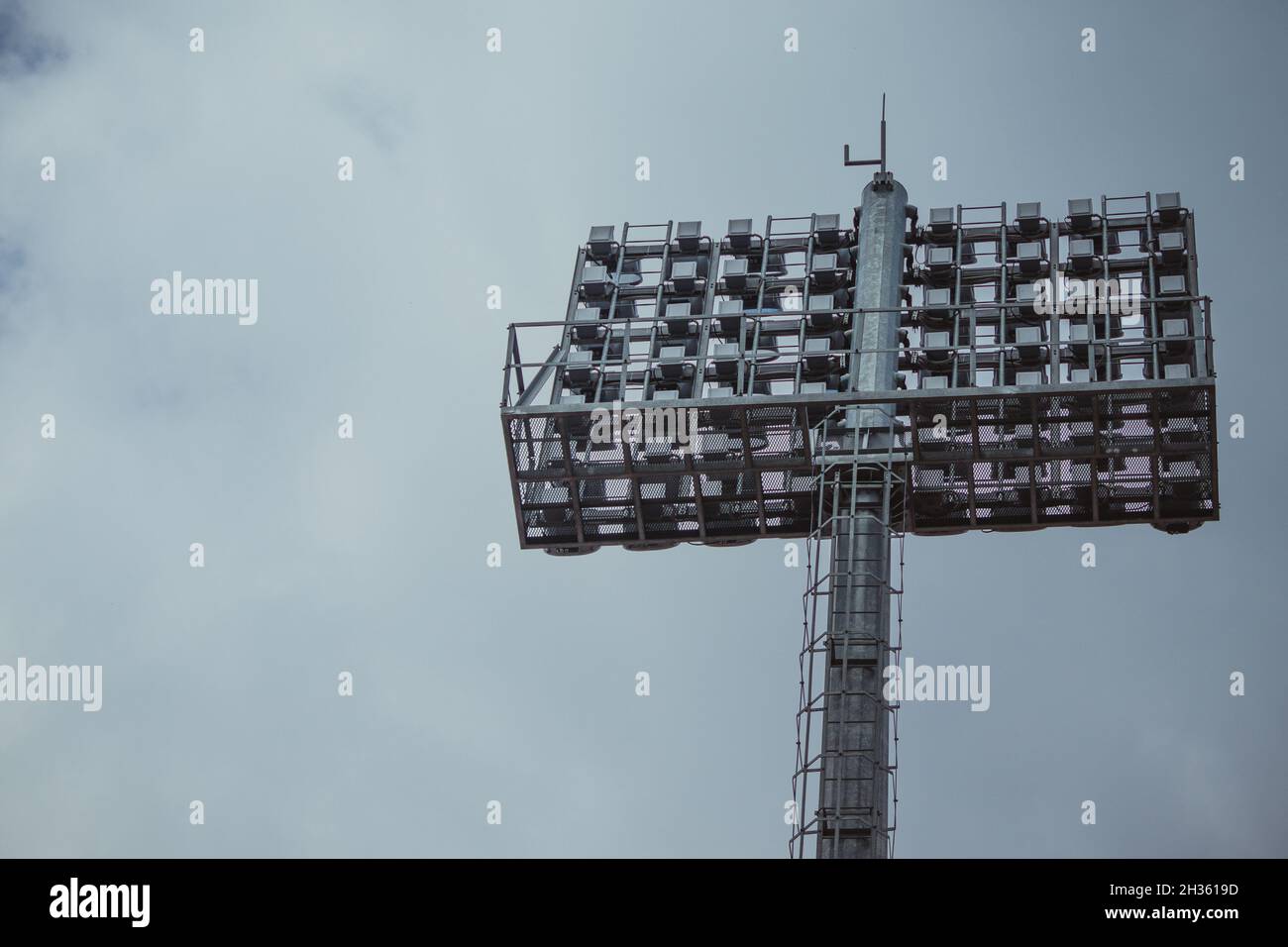 Spotlights for illuminating a sports stadium during the day. Horizontal ...