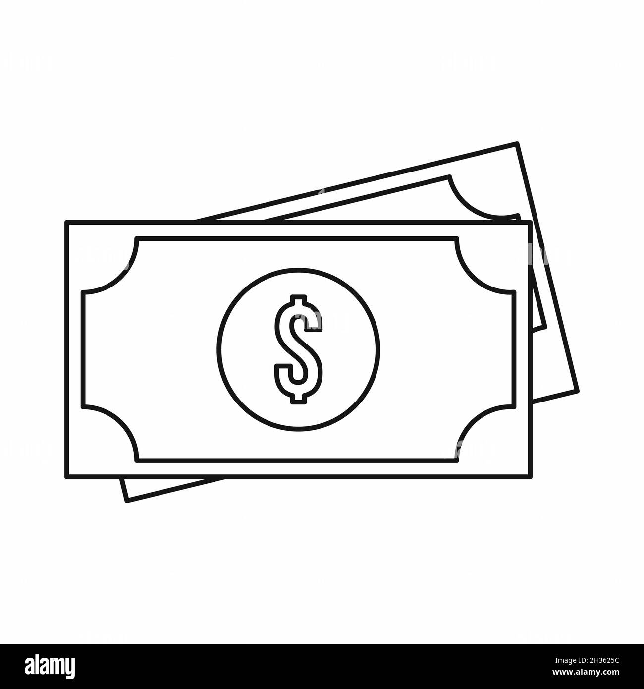 American dollars icon in outline style isolated on white background ...