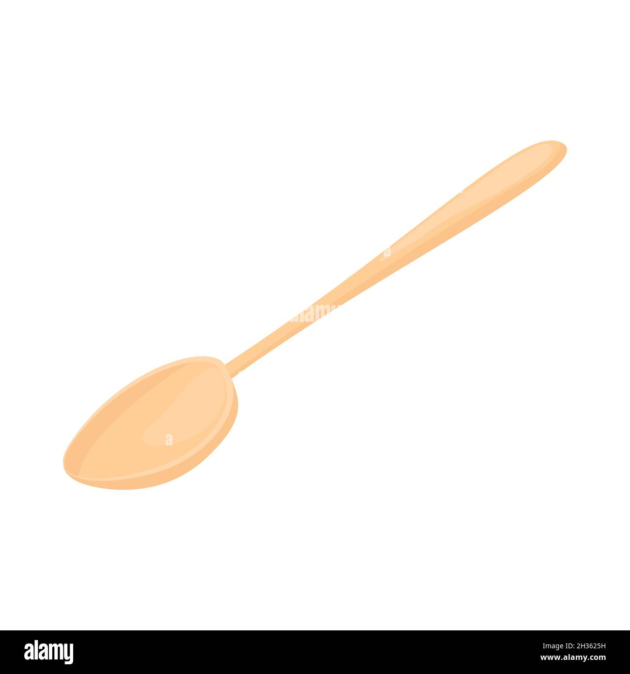 Wooden spoon icon in cartoon style on a white background Stock Photo ...
