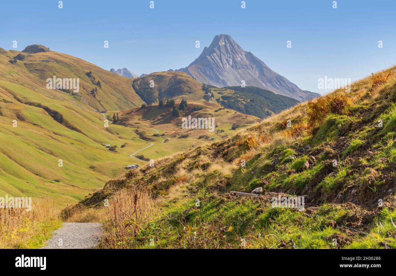 Idyllic scenery around Warth, a municipality in the district of Bregenz ...