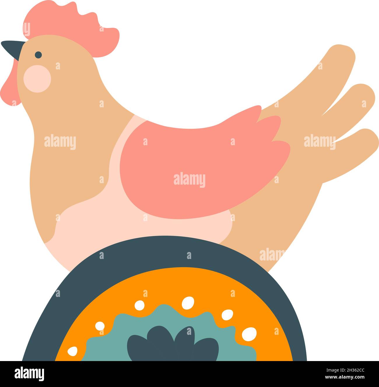 Hen chicken sitting and laying eggs animal vector Stock Vector Image ...