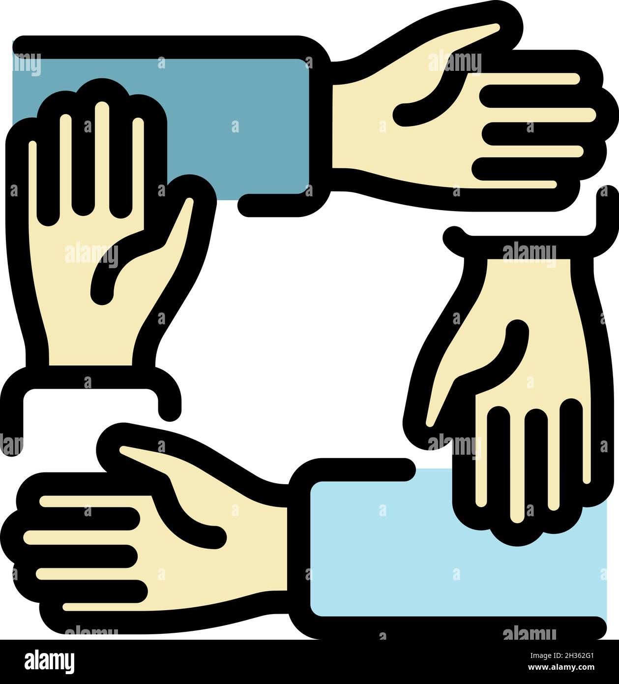 Teamwork handshake icon. Outline teamwork handshake vector icon color ...