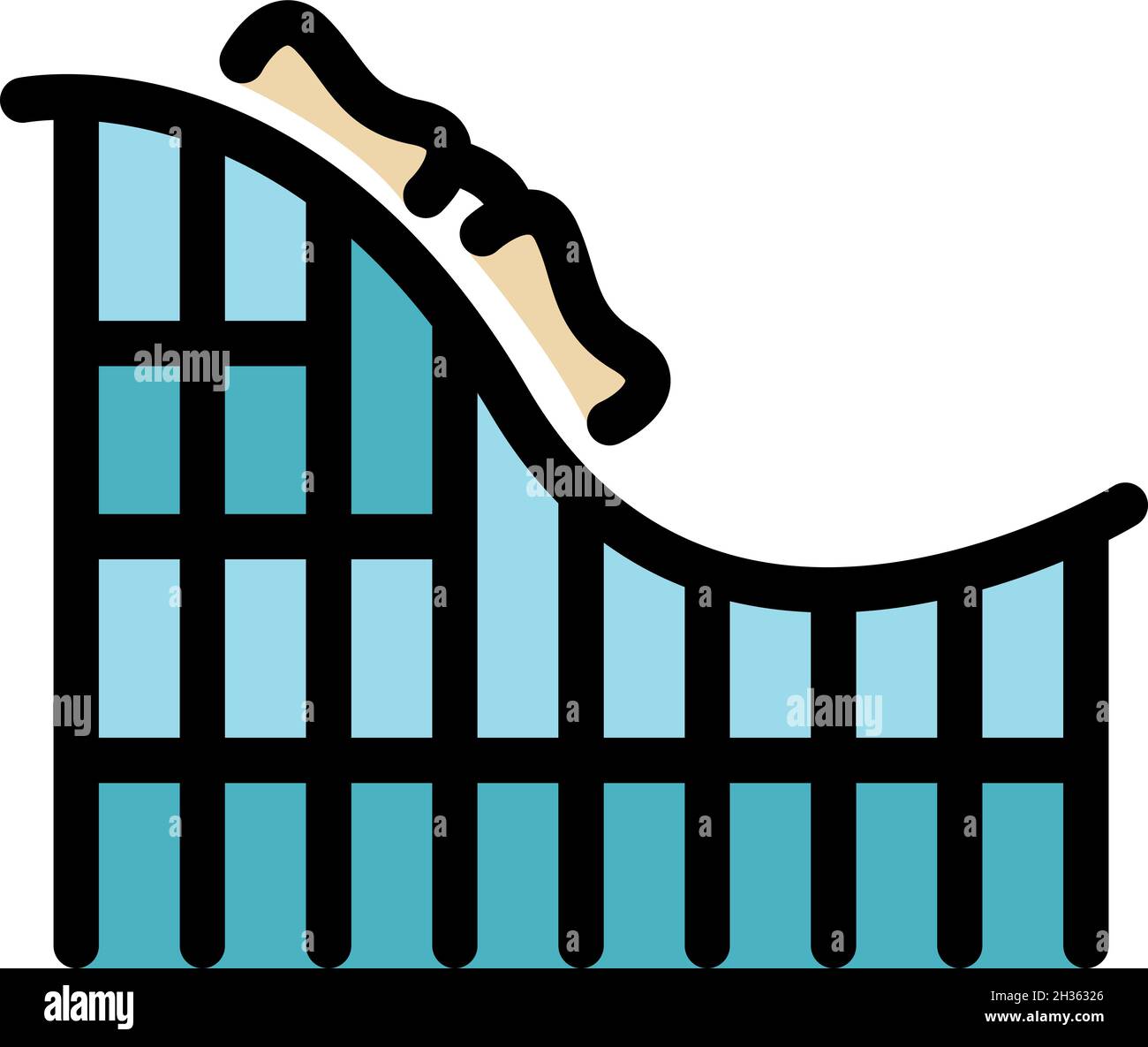 Ride roller coaster icon. Outline ride roller coaster vector icon color ...