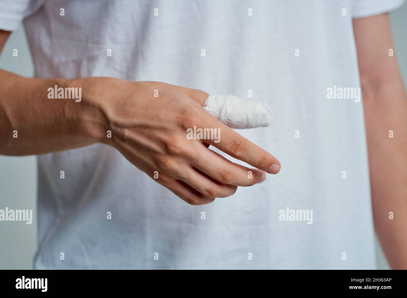 sick man hand injury treatment health problems isolated background ...
