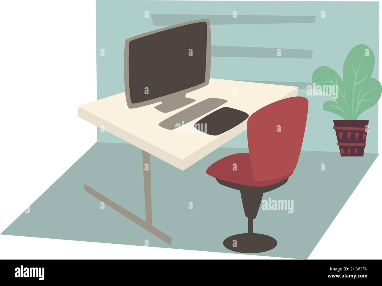 Working place in home or office interior design Stock Vector Image ...