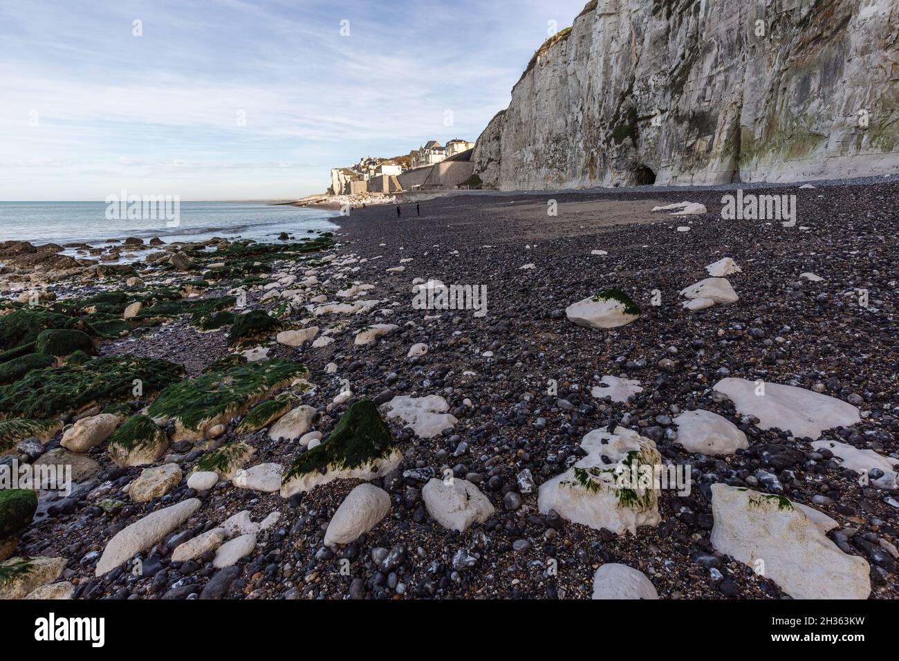 Limestone cliffs from the small town of Ault. Opal Coast, France Stock ...