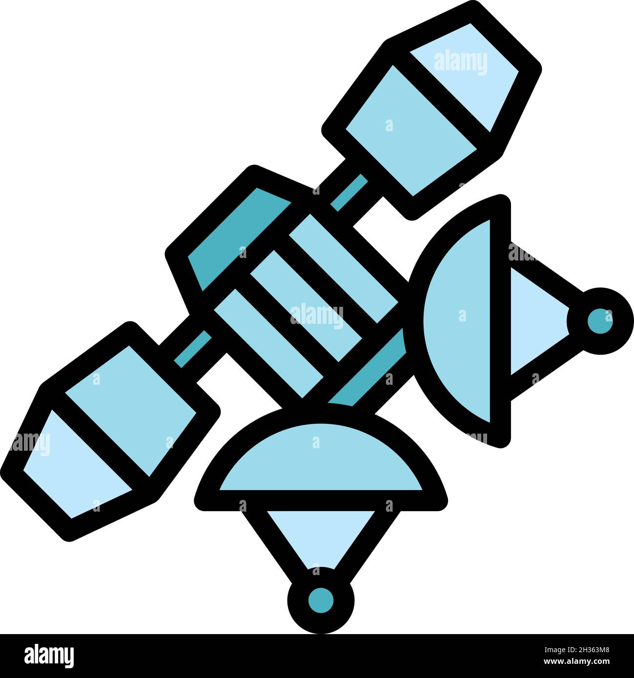 Space satellite icon. Outline space satellite vector icon color flat ...