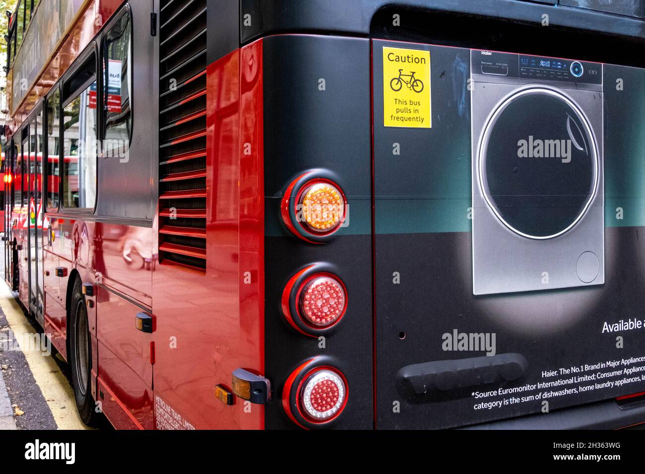 Rear Of A Traditional London Red Double Decker Bus Showing Stop Light ...