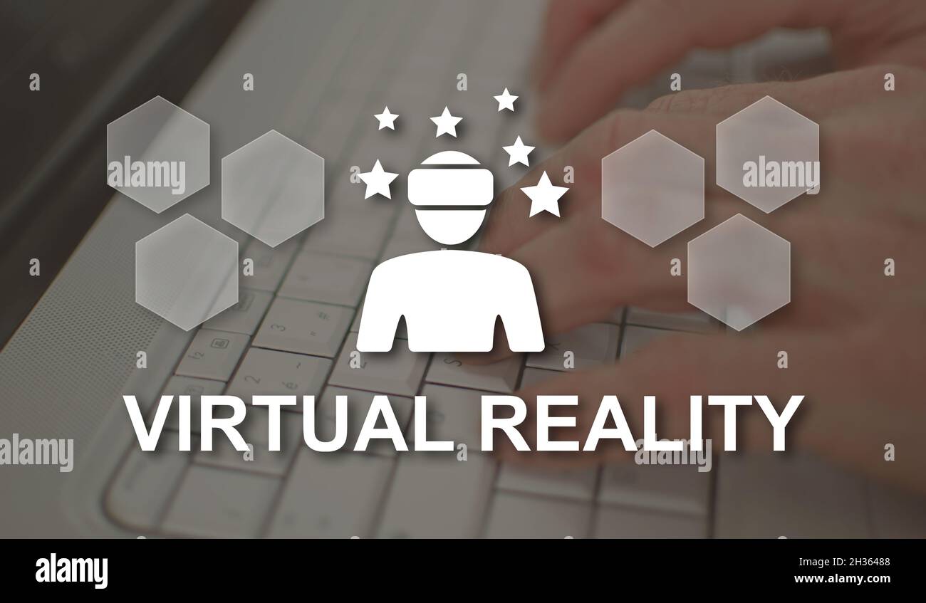 Virtual reality concept illustrated by a picture on background Stock ...