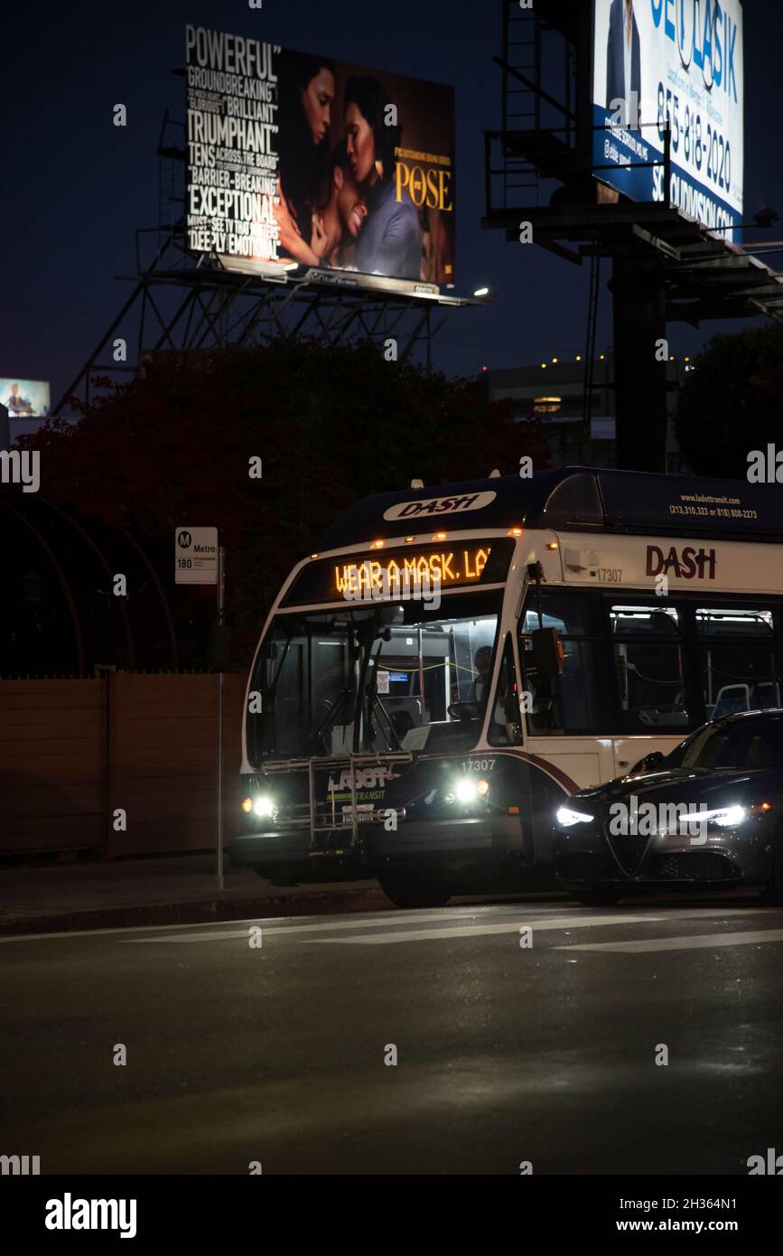 Los Angeles, CA USA - July 12, 2021: Los Angeles DASH bus with sign ...