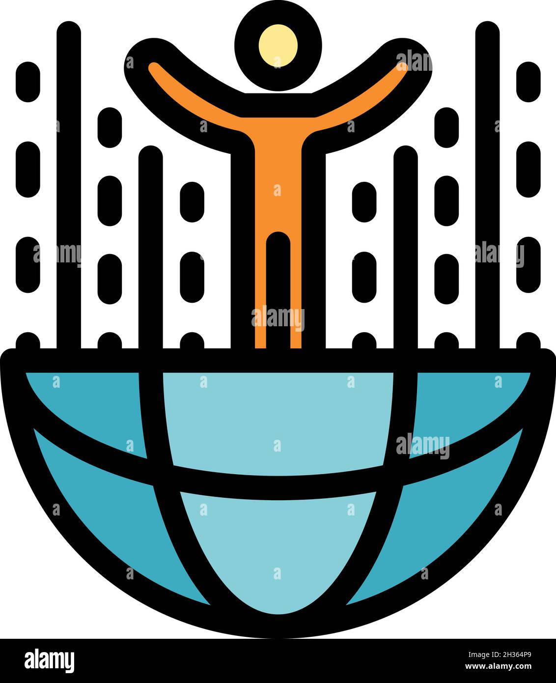 Human global gravity icon. Outline human global gravity vector icon ...