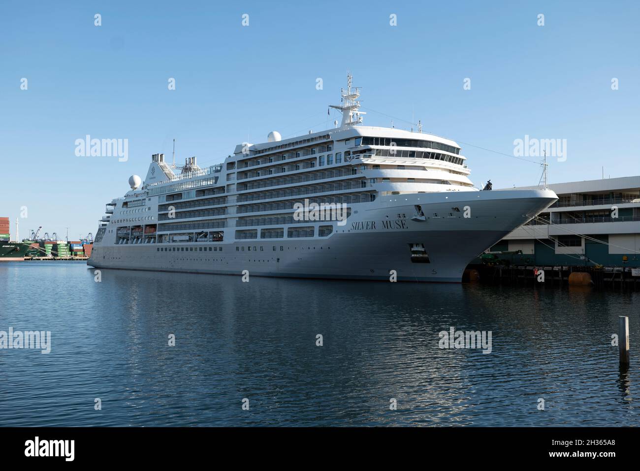 Los Angeles, CA USA - July 16, 2021: Cruise ship docked in the Port of ...