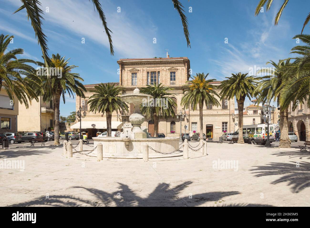 Cityscape, Piazza Pie' di Corte square, Fountain, Corropoli, Abruzzo ...