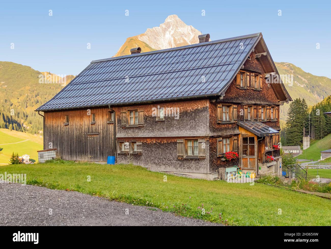 Traditional wooden house in Warth, a municipality in the district of ...