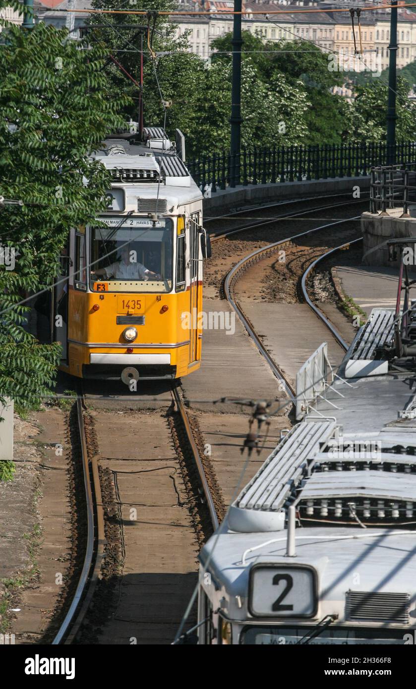 Budapest, Hungary, May 21, 2009: Yellow tram in Budapest Stock Photo ...