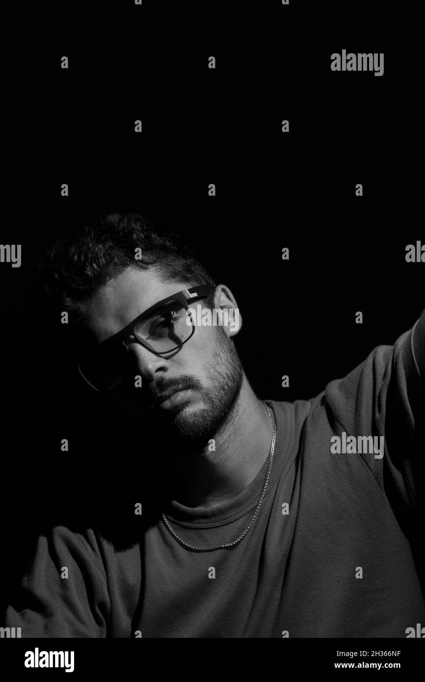 young handsome guy in bw. Portrait photos Stock Photo - Alamy