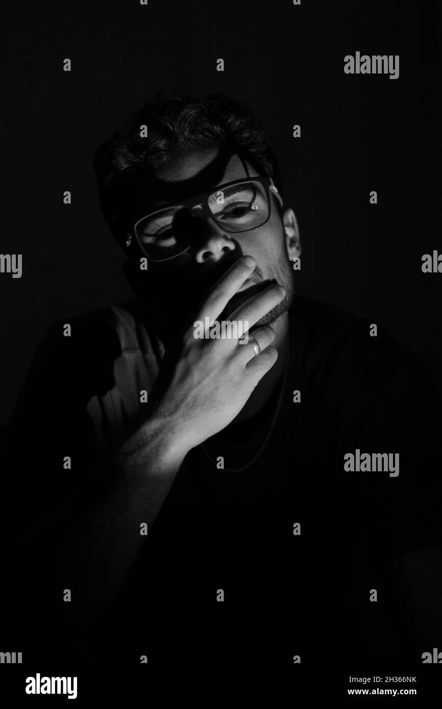 young handsome guy in bw. Portrait photos Stock Photo - Alamy