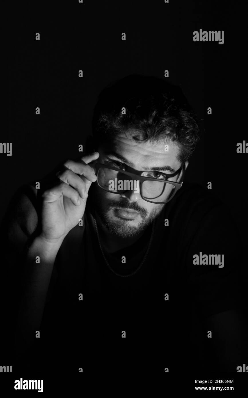 young handsome guy in bw. Portrait photos Stock Photo - Alamy