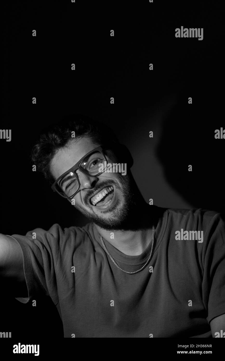 young handsome guy in bw. Portrait photos Stock Photo - Alamy