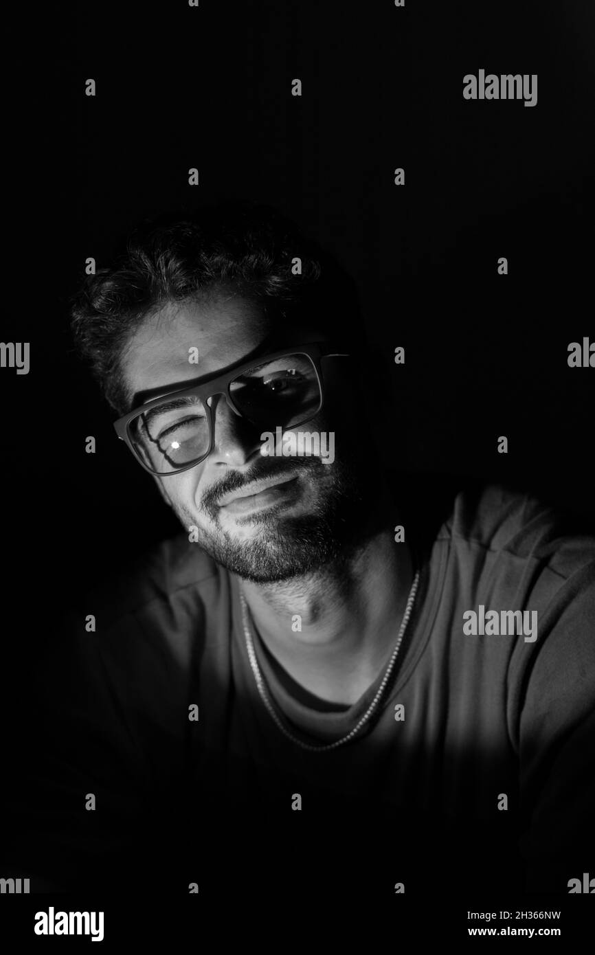 young handsome guy in bw. Portrait photos Stock Photo - Alamy