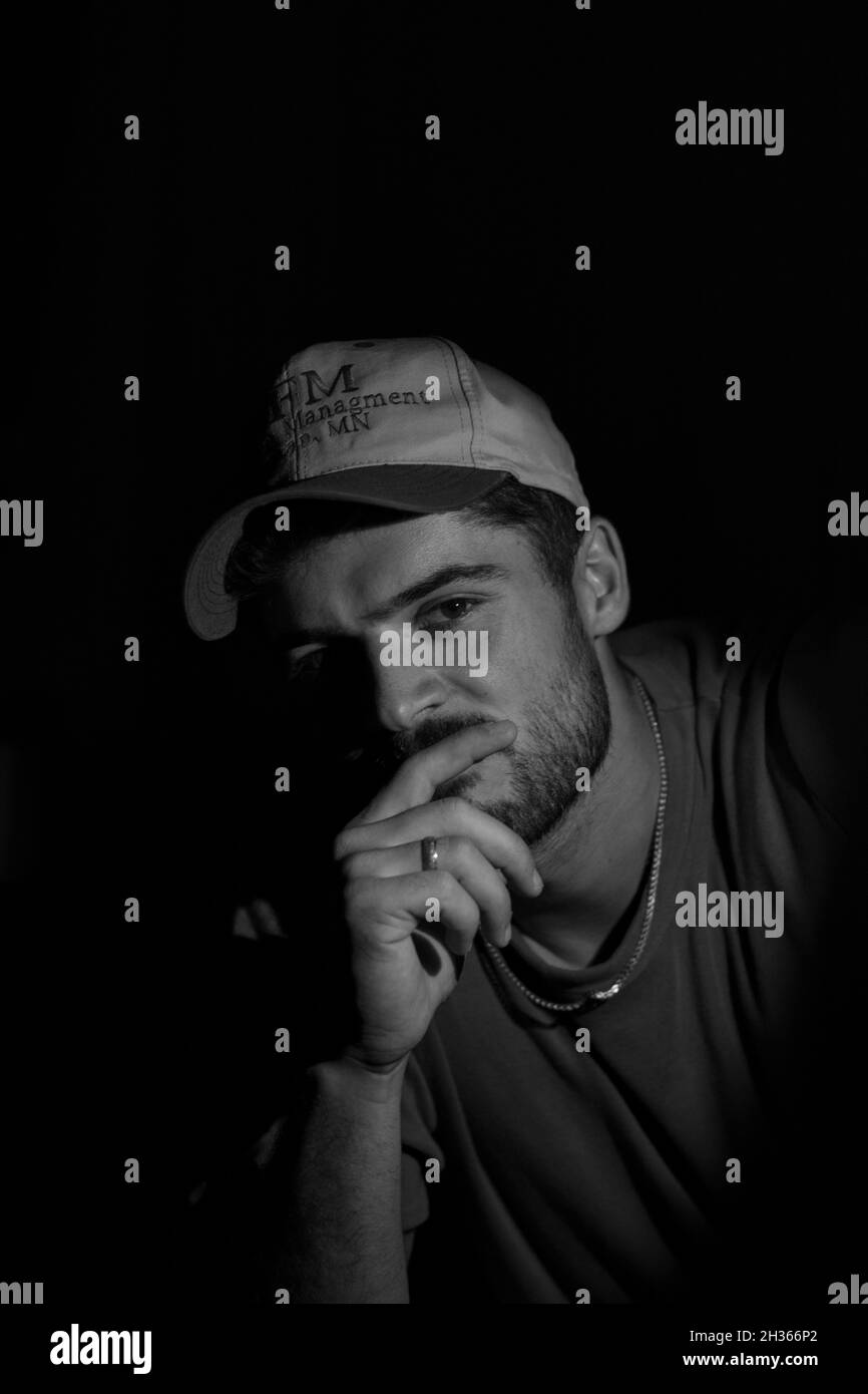 young handsome guy in bw. Portrait photos Stock Photo - Alamy