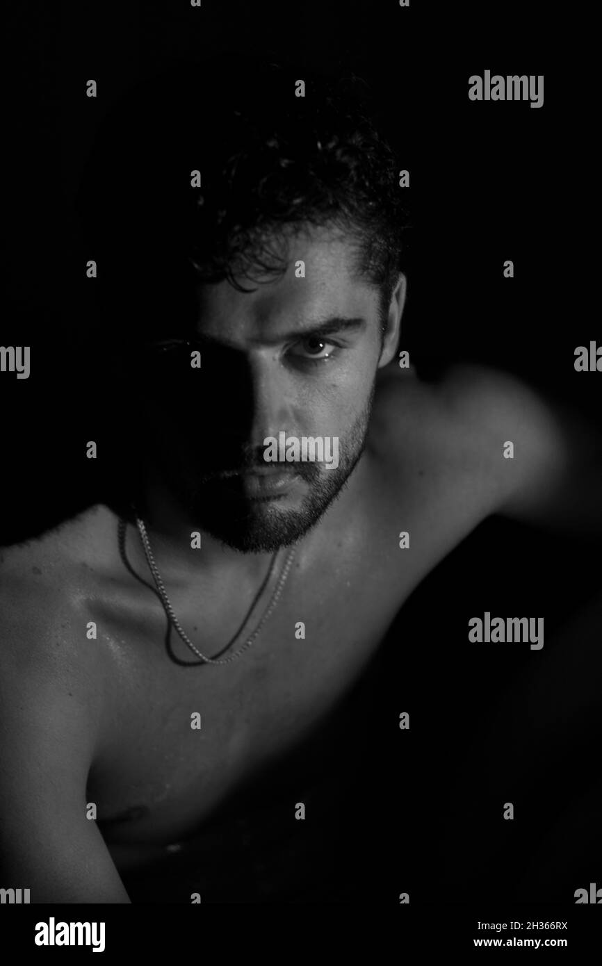 young handsome guy in bw. Portrait photos Stock Photo - Alamy