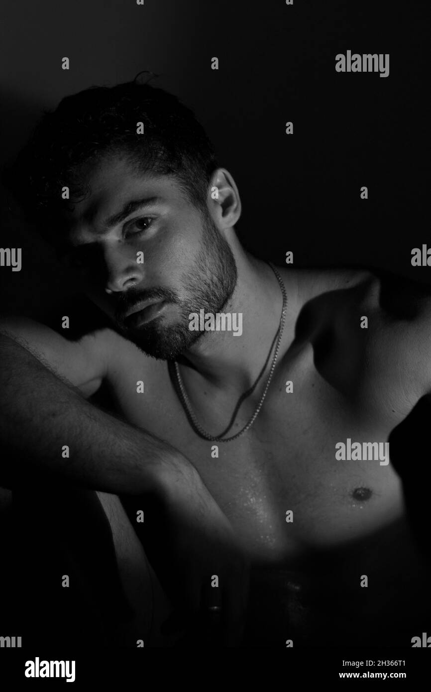 young handsome guy in bw. Portrait photos Stock Photo - Alamy