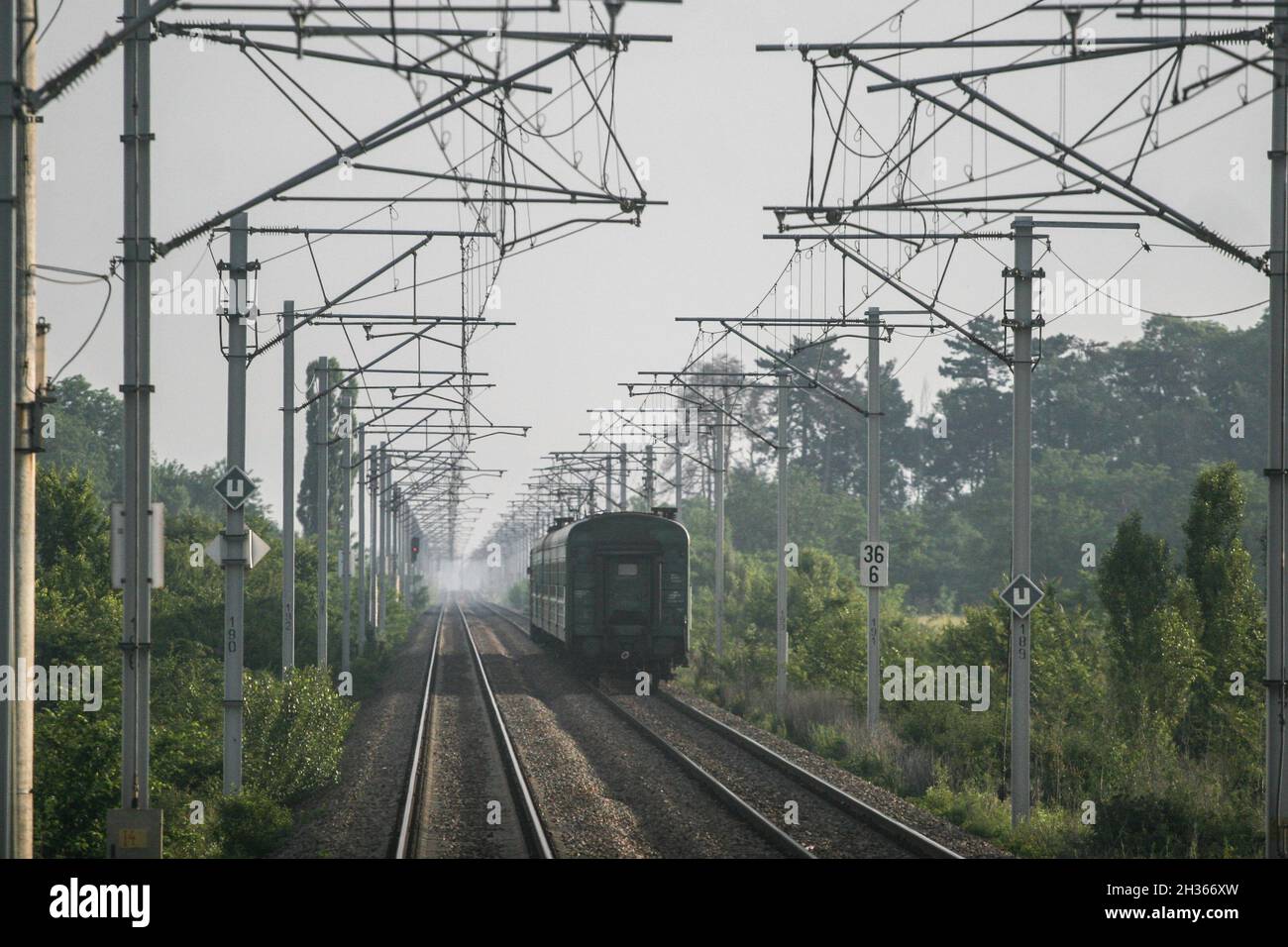 Cluj-Napoca, Romania, June 7, 2009: Train on railway Stock Photo - Alamy